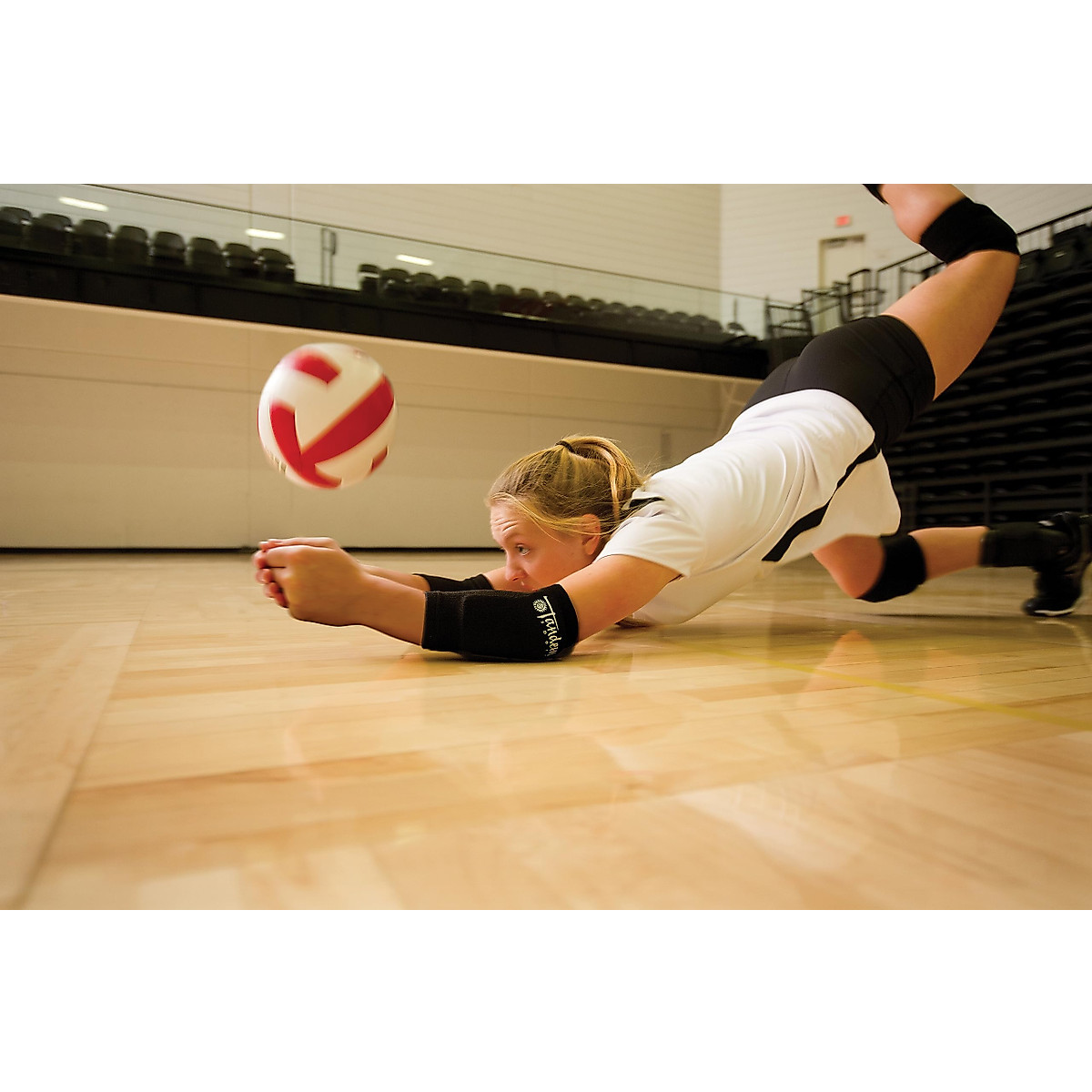 Tandem Sport Volleyball Elbow Pads - Volleyball Pads for Floor Burns and Bruises - Non-Bulky White Volleyball Elbow Pads