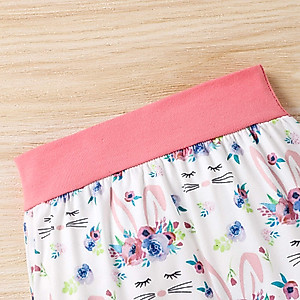 Newborn Infant Baby Girl My 1st Easter 3Pcs Clothes Set Long Sleeve Romper Bodysuit+Rabbit Pants+Headband Outfit (White, 6-12 Months)