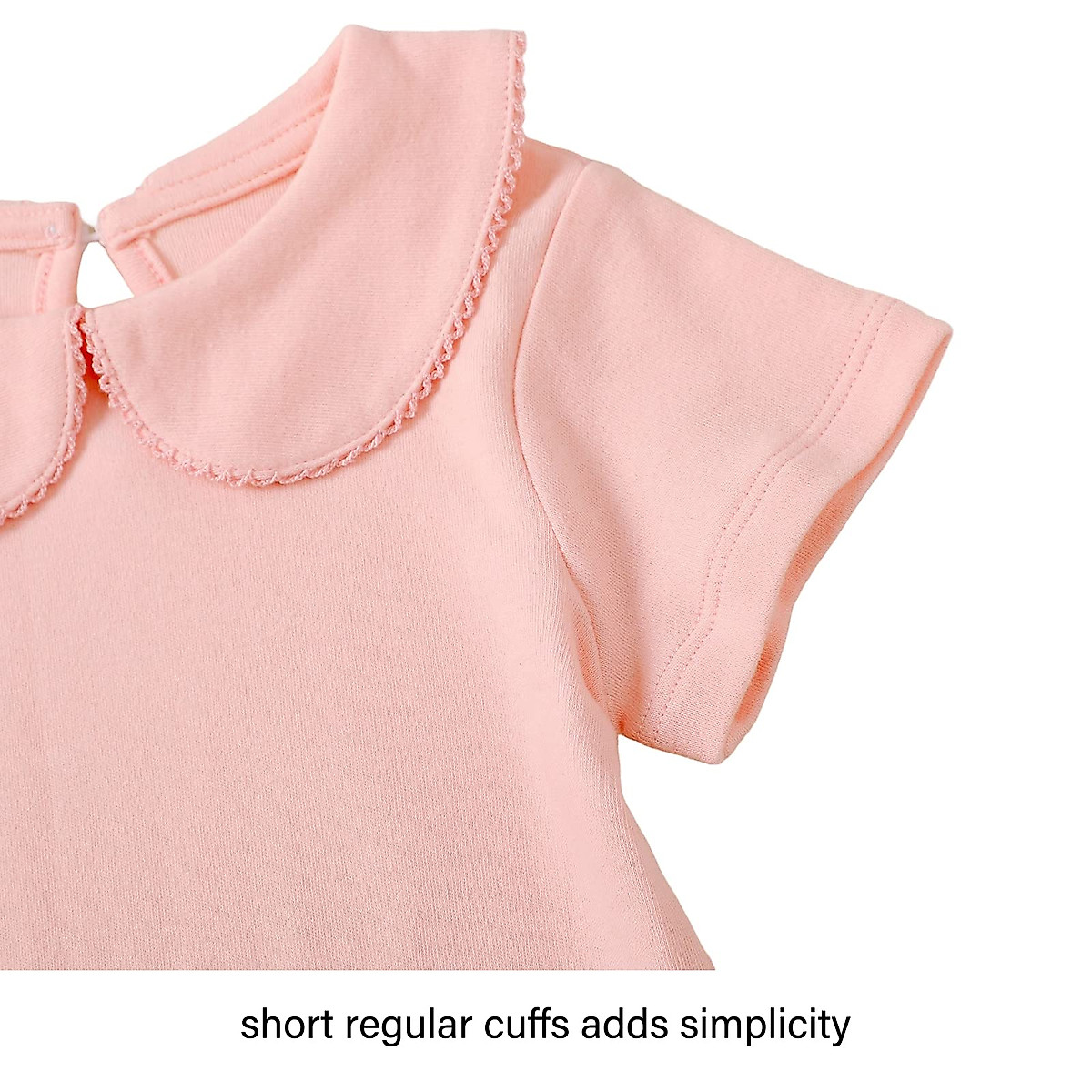 ROMPERINBOX Baby Girl Onsies 0-3 Months 3-6 6-9 9-12 12-18 18-24 Months Girls Boys Peter Pan Short Sleeve Bodysuit(Pink,3-6 Months)