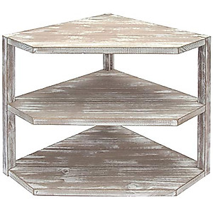 MyGift Rustic Brown Washed Solid Wood Kitchen Counter Corner Shelf, 3 Tier Storage Organizer Spice Rack Condiment Shelf