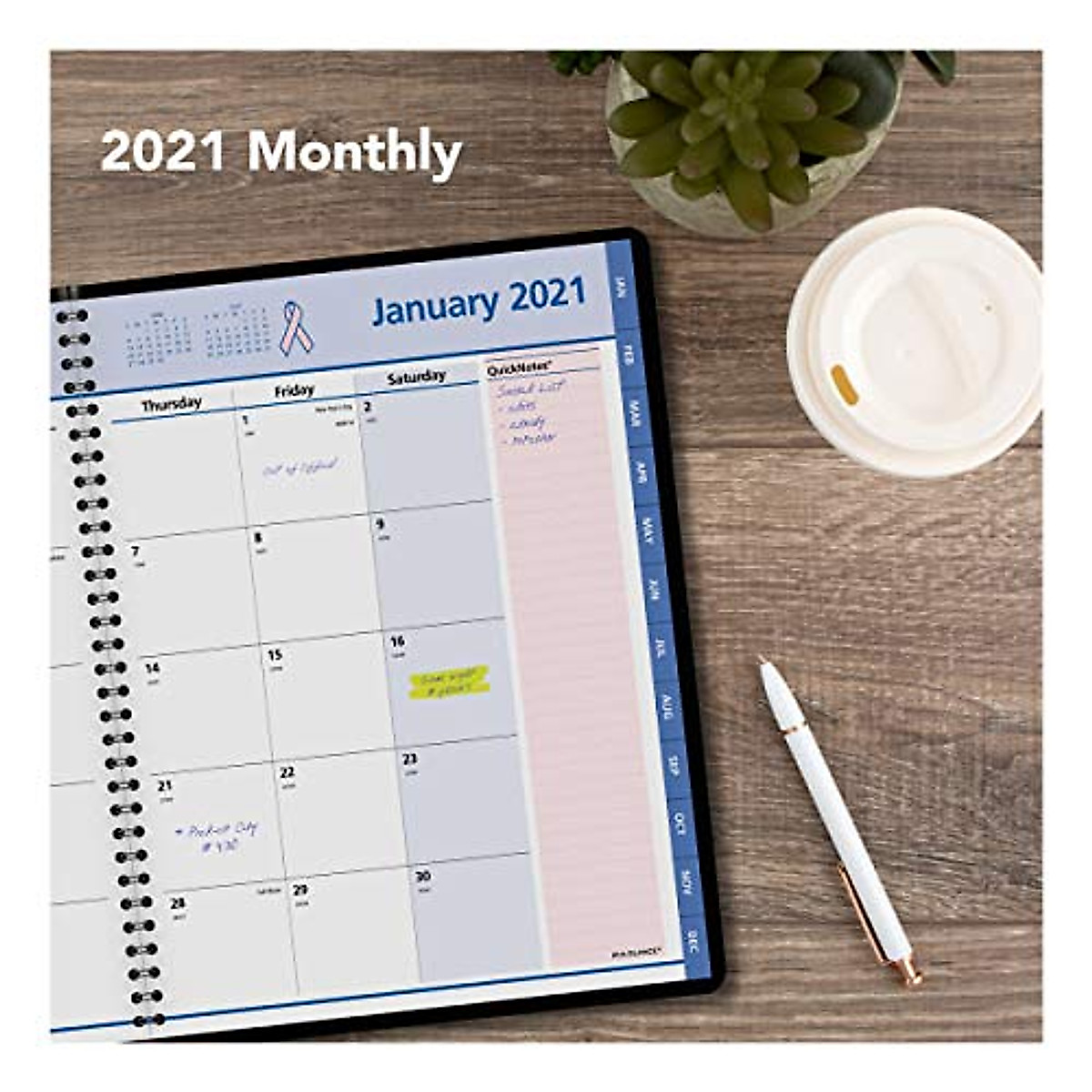 2021 Monthly Planner by AT-A-GLANCE, 8-1/4" x 11", Large, QuickNotes, City of Hope, Black (76PN060521)