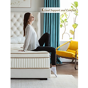 SURLUNKEYS Gel Foam Hybrid Mattress - Euro Top 14 Inch Queen Mattress with Pocket Spring for Motion Isolating, Medium Firm Mattress in a Box, 120-night Trial