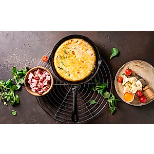 Eternal Living Cast Iron 3 Piece Skillet Set, Nonstick Pre-Seasoned Chemical Free & Heavy Duty for Use on Stove Top, Oven or Grill 6" 8” & 10”, Black