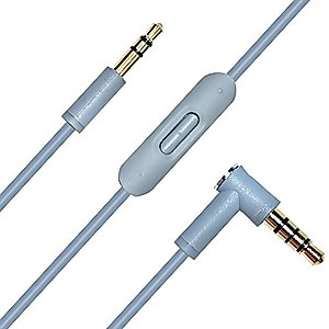 OFC Replacement Inline Remote and Mic Extension Audio Cable Cord for Monster Beats by Dr Dre Solo Solo HD Studio Wireless Pro Detox Mixr Executive Pill Headphones (Grey)