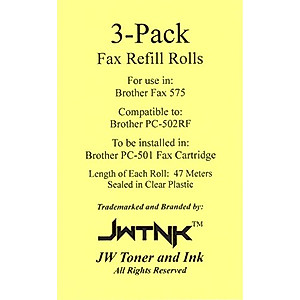 3-pack of PC-502RF Fax Film Ribbon Refill Rolls Compatible with Brother Fax 575