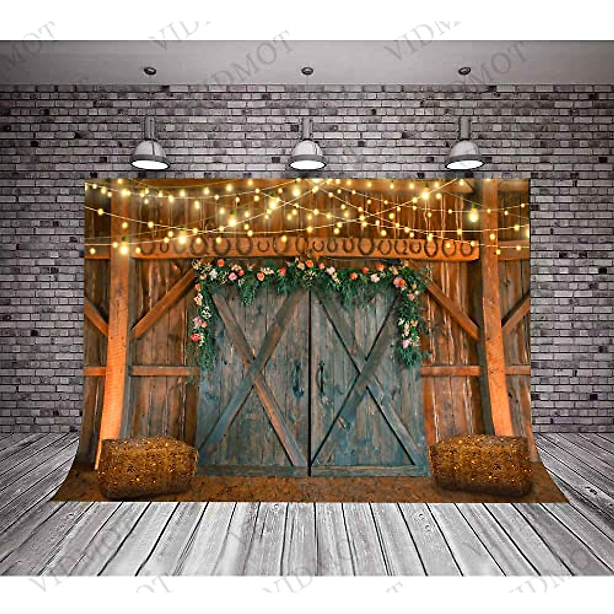 VIDMOT Rustic Barn Backdrop for Photography Wooden Barn Door Background 10x7ft Retro Cowboy Style Farm Theme Party Backdrop Party Cake Table Decor Backdrops Photo Studio Photography Props BJLSVV948