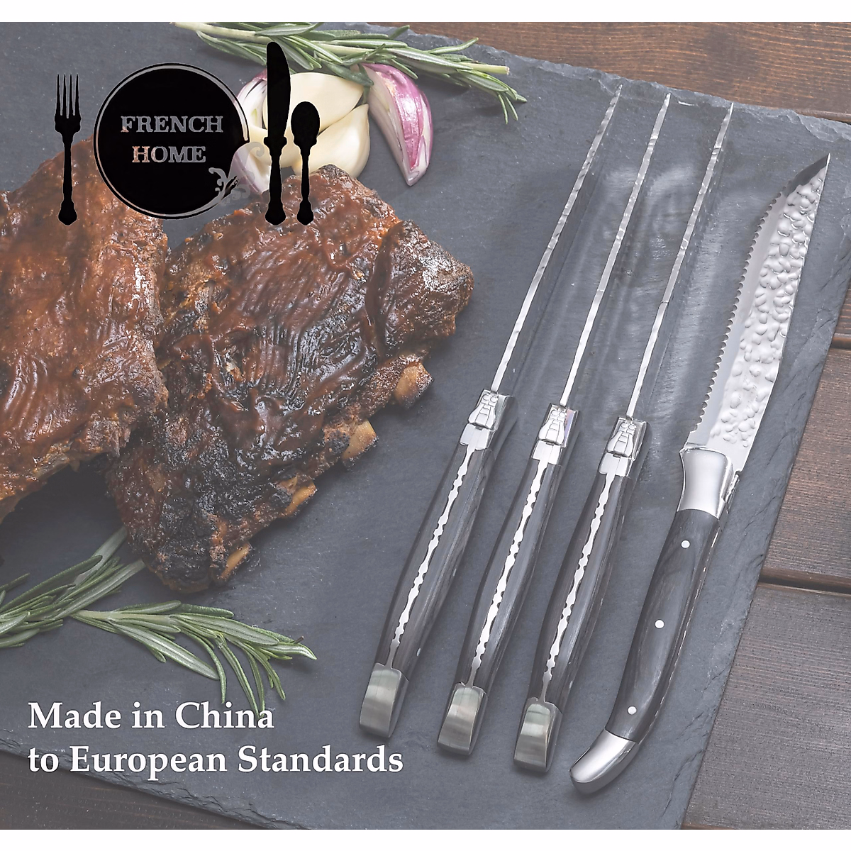 Laguiole 20 Piece Flatware Set – Stainless Steel Cutlery Set – Dishwasher Safe Silverware Set – Luxurious Utensil Sets w/Knives, Spoons and Forks Set (Wood Grain, Service for 4)