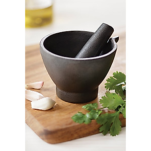 Fox Run Mortar and Pestle, Cast Iron, Black