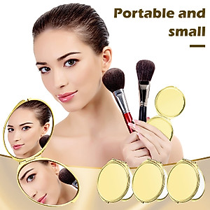 Yalikop 8 Pcs Compact Mirror Bulk with 1X 2X Magnification Double Sided Mini Travel Makeup Mirror Small Portable Pocket Mirror Folding Round Purse Compact Mirrors for Women Bridesmaid Gifts(Gold)