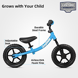 JOYSTAR 12 Inch Balance Bike for 18months, 2, 3, 4, and 5 Years Old Boys and Girls - Lightweight Toddler Bike with Adjustable Handlebar and Seat - No Pedal Bikes for Kids Birthday Gift