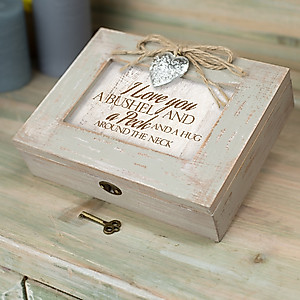 Cottage Garden Love You Bushel Peck Hug Ivory Distressed Jewelry Music Box Plays Edelweiss