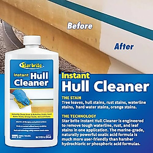 STAR BRITE Instant Hull Cleaner - Easily Remove Stains, Scum Lines & Grime for Boat Hulls, Fiberglass, Plastic & Painted Surfaces - Wipe On, Rinse Off Formula 32 Ounces (081732)