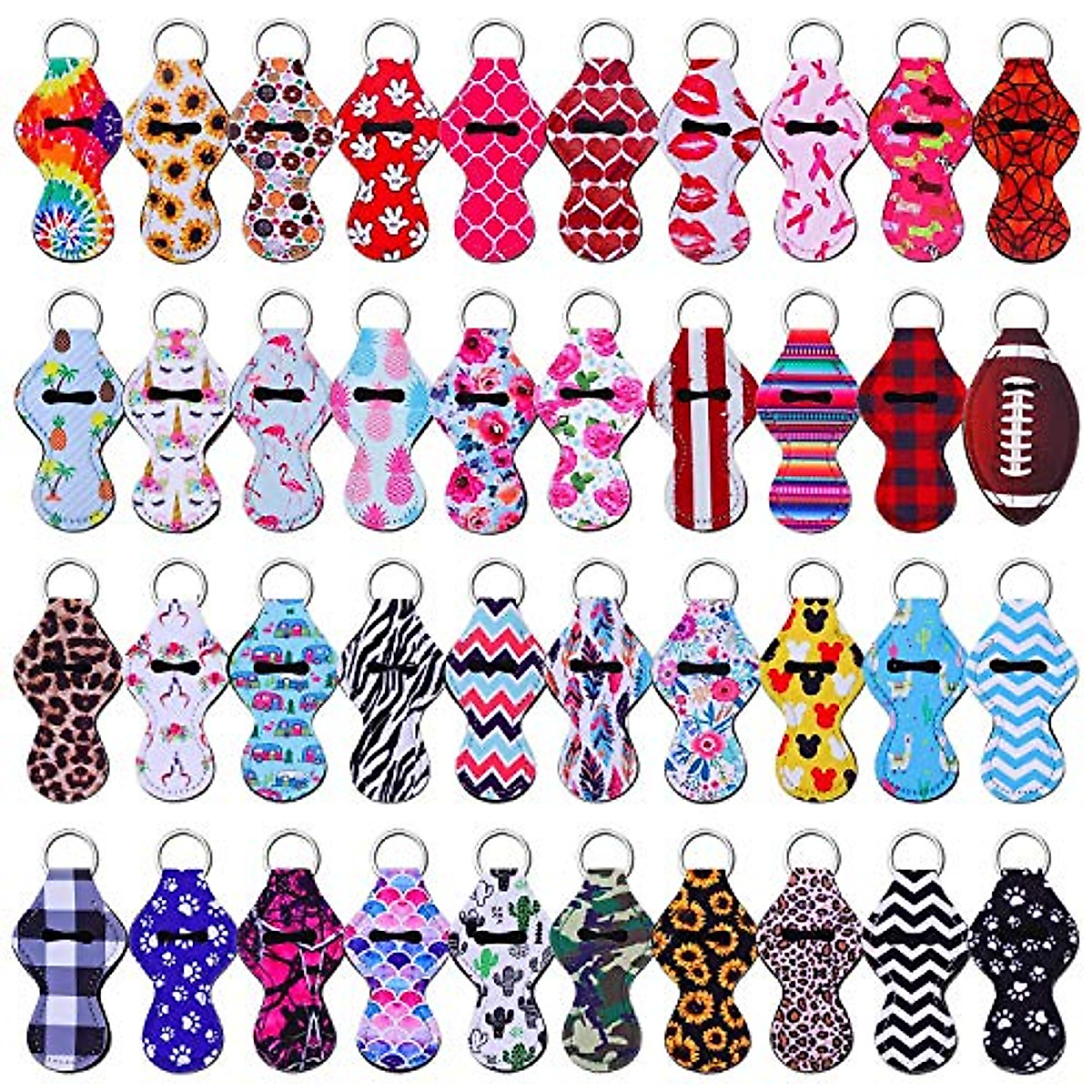 shynek Chapstick Holder Keychain, 40Pcs Lip Balm Holder Keychain Set (Neoprene, Multicolor, Women, Portable)