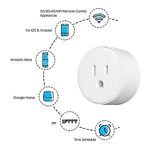 WOOSTAR WIFI Smart Plugs, Mini WiFi Outlet Compatible with Alexa, Google Assistant for Voice Control, No Hub Required, WiFi Enabled Remote Control, Timer Function-4 Pack