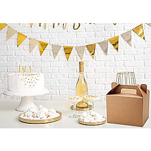 12 Pack Brown Treat Boxes, Kraft Paper Party Favor Boxes Gable Boxes Gift Boxes for Kids' Birthday Party, Wedding, Baby Shower, with Tag 7 x 5.5 x 5.5 Inches