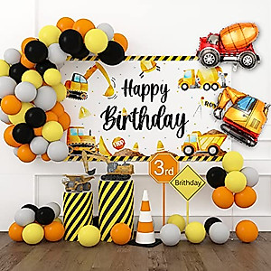 Construction Birthday Party Decorations Supplies, Construction Theme Tablecloth Backdrop, 2 Foil Balloons, Balloon garland Party Decor for Kids Boys