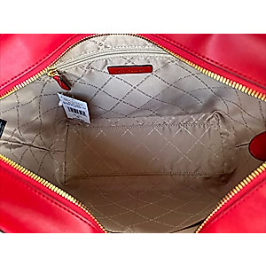 Michael Kors Jet Set Travel Medium Front Pocket Chain Tote Chili Red Gold MK