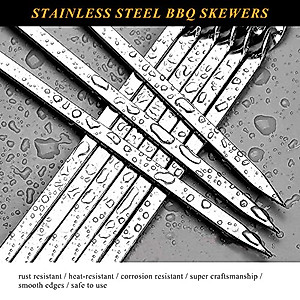 Kabob Skewers, AIMEIKI 50PCS Flat Metal BBQ Barbecue Skewer 14.8 Inch Long Stainless Steel Shish Kebob Sticks Wide Reusable Grilling Skewers Set for Meat Shrimp Chicken Vegetable Outdoor Cooking