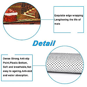 4 Pcs Christmas Shower Curtain Sets with Non-Slip Rugs, Toilet Lid Cover and Bath Mat, Red Vintage Xmas Tree and Castle Shower Curtain with 12 Hooks, Waterproof Shower Curtain for Bathroom Set