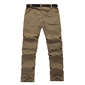 Amoystyle Men's Water-Repellent Quick Dry Convertible Hiking Pants Khaki Asian 7XL