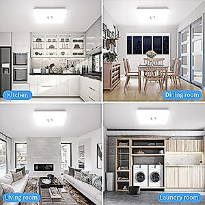 Airand 5000K LED Ceiling Light Flush Mount 24W 12.6in Square LED Ceiling Lamp for Kitchen Bathroom Hallway with 240Pcs LED Chips Without Flicker, 2050LM, IP44, 80Ra+, 180W Equivalent (Daylight White)