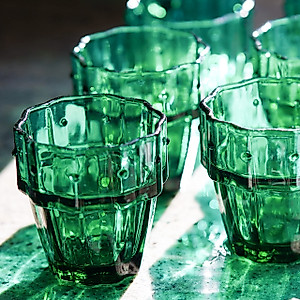 Gökotta Set of 6 | Stacking Cactus Drinking Glasses | Handmade Natural Green Glass | Retro Quirky Gift Present | Dinner Party Cocktail Water Juice Coffee Mugs Cups | 6PCS 250ml