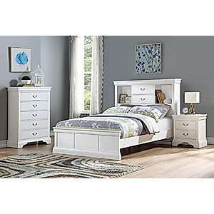 Petfu Modern Nightstand with 2 Drawers Solid Wood Bed Side Table End Table with Storage Classical Nightstand for Bedroom Living Room,White