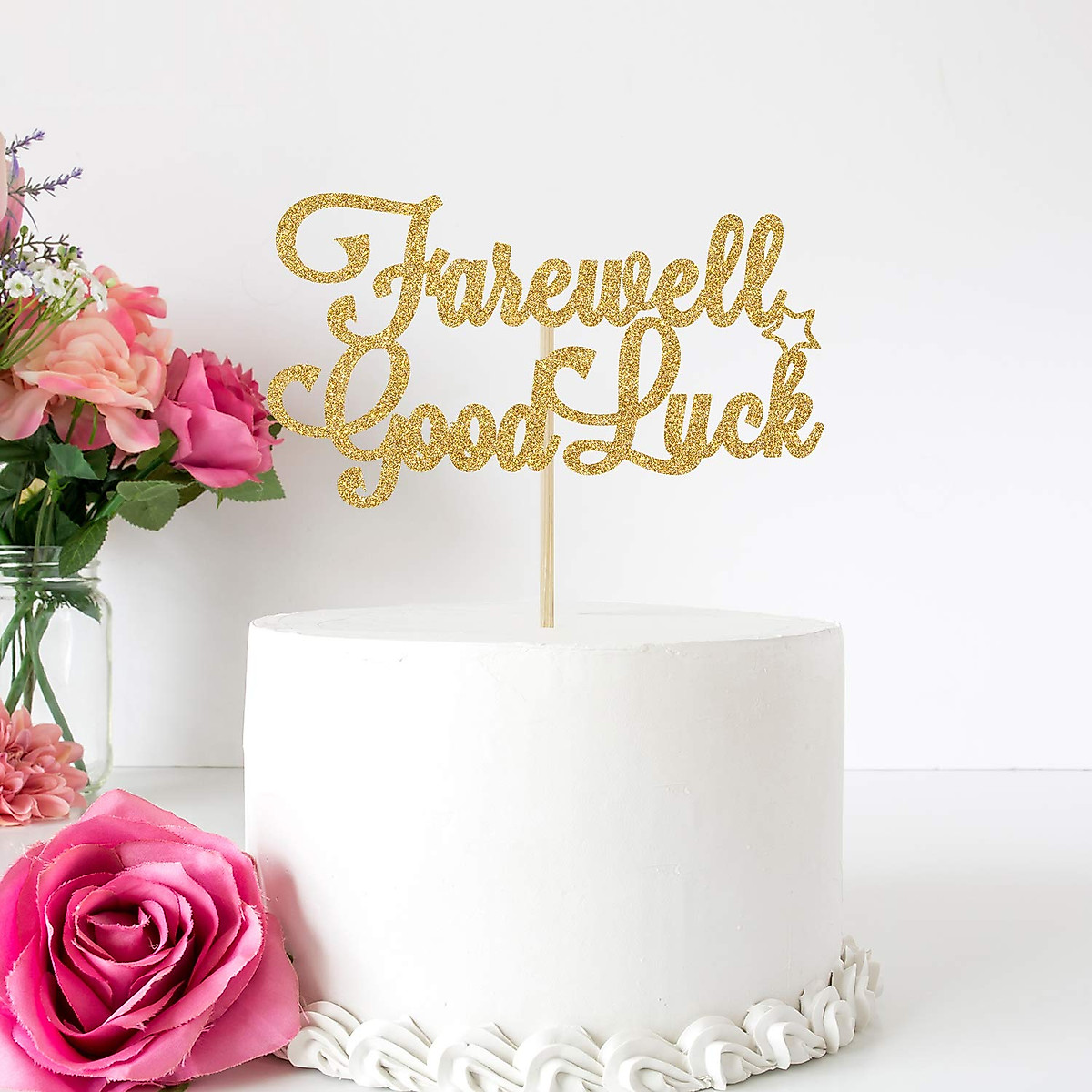 Betalala Farewell Good Luck Cake Topper, Congrats Grad 2021, Happy Retirement, 2021 Graduation Retirement Party Decorations Gold Glitter.