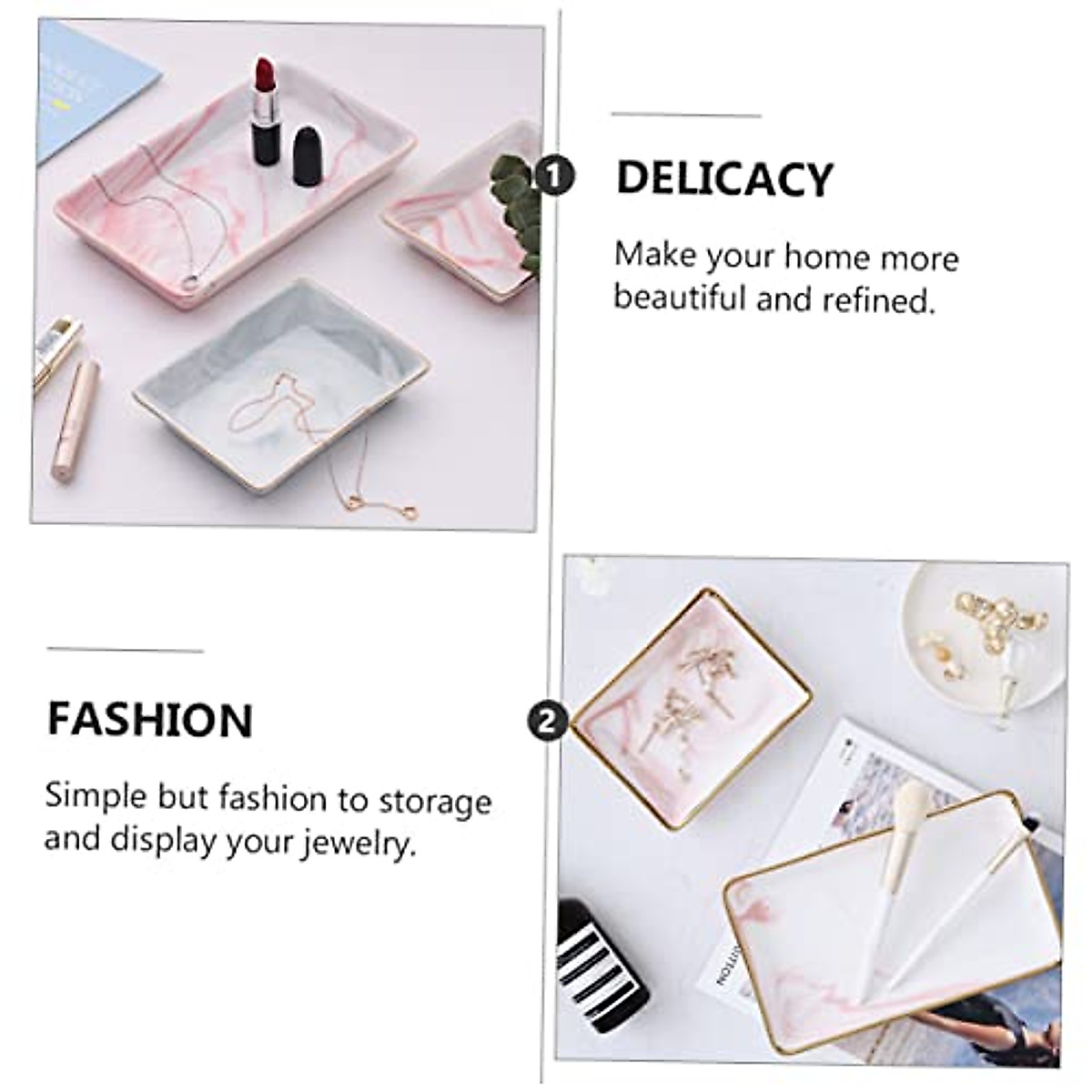 NOLITOY 1pc Marble Storage Tray Necklace Ring Holder Porcelain Jewelry Trinket Tray Necklace Display Dish Trinket Dish Perfume Tray Desk Tray Jewelry Plate Decorate Earrings Miss Ceramics