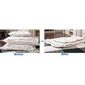 Vacuum Storage Bags Space Saving Bags for Comforters Clothes Pillow Bedding Blanket Storage, Free Travel Hand Pump Included (4 Pack Large - 31 * 24 inches)