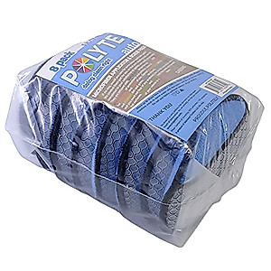 Polyte Microfiber Detailing Wax Applicator Pad with Finger Pocket and Mesh Scrub, 8 Pack (Blue, 5 in)