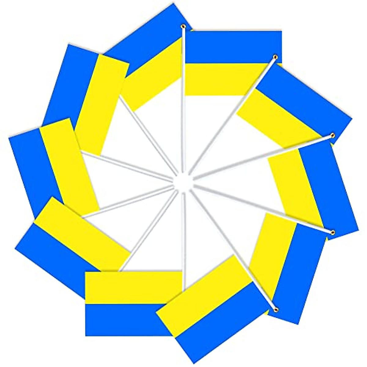 10PCS Ukraine Hand Held Flags 5.5x8.5in / 14 x21cm Ukrainian National Stick Flags Outdoor Indoor Decor Polyester Small Mini Flags Decoration for Car Party Festival Home Sports Events