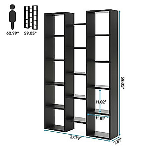 LITTLE TREE 14 Cube Bookshelf Bookcase for Small Space,Black