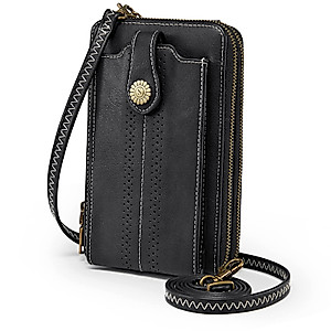 Kattee Women Small Crossbody Cell Phone Purse Wristlet Wallets RFID Blocking Faux Leather Clutch Wallets Shoulder Phone Bag