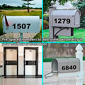 iSYFIX Black Vinyl Numbers Stickers - 4 Inch Self Adhesive (2 Sets) - Premium Decal Die Cut and Pre-Spaced for Mailbox, Signs, Window, Door, Cars, Trucks, Home, Business, Address Number, Indoor or Outdoor