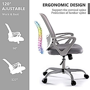Office Desk Chair, Mid Back Lumbar Support Computer Mesh Task Chair, Grey