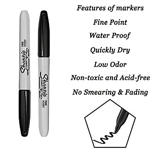 PUCHA Permanent Markers Fine Point Markers Pens, Office Supplies for School, Home. 36-Count-Black