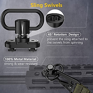 CVLIFE Rifle Sling with 2 Pack Anti-Rotation Sling Swivels,Adjustable Length Two Point Sling Elastic Cord Design Traditional Sling for Outdoor Green