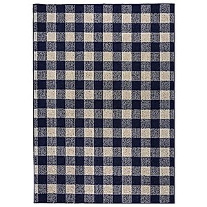 Garland Rug Country Living Buffalo Plaid 5 Ft. x 7 Ft. Indoor/Outdoor Area Rug Navy/Ivory