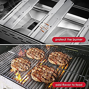 Unicook Grill Heat Plate 4 Pack, Heavy Duty Stainless Steel Heat Shield Replacement Parts, Adjustable BBQ Flame Tamer, Burner Cover, Flavorizer Bar for Gas Grill, Extend from 11.75" up to 21" Length