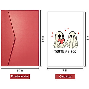 SuperShunhu Cute Halloween Card for Him Her, Romantic Anniversary Card for Partner, Ghost Pun Birthday Card for Boyfriend Girlfriend, Sweet Valentine's Day Card for Husband Wife