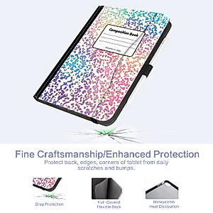 iPad 10th Generation Case 10.9 Inch Tablet, iPad Case 10th Generation, Protective Stand Cover with Pencil Holder/Hand Strap/Pocket for iPad 10th Gen Case, Auto Wake/Sleep, Pink CompositionBook