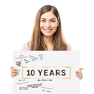 4LittleHeroes 50th Birthday Guest Book Alternative – Premium Card Board Laminated Anniversary Decoration with 3D Gold Foil – Design and Made in Europe 11x17 Inch Cheers to 50 Years [Unframed]