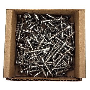 #8 Square Drive Deck Screws in18-8 Stainless, Type 17 Wood Cutting Point, 100/Box (#8 x 1-1/4")