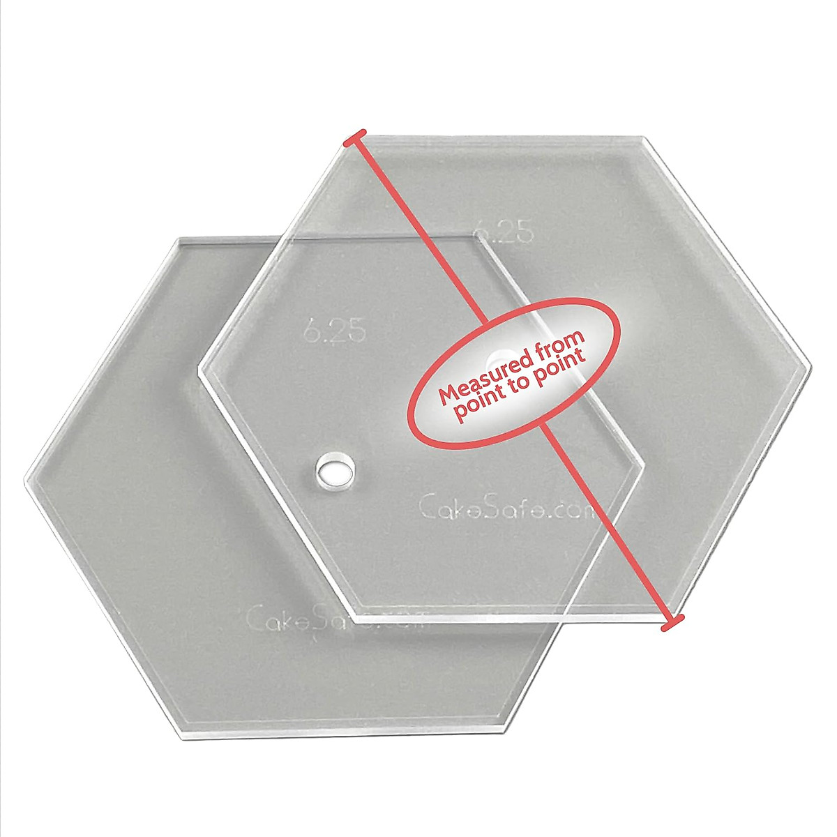 CAKESAFE 10.25 Inch Hexagon Acrylic Disk Set – 2-10.25” Clear ¼” Acrylic Buttercream Disks – Perfect Tool to Smooth the Frosting on Your Cakes, Disk Size and Perimeter Border Engraved on all Disks