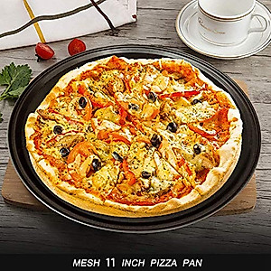 Jteyult 11 Inch Personal Perforated Pizza Pans Carbon Steel with Coating Easy to Clean Pizza Baking Tray