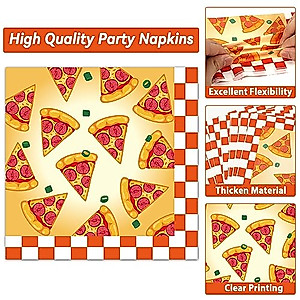 50 Guests Pizza Party Supplies Plates and Napkins Tableware Set Pizza Birthday Party Dinnerware Decorations Favors for Kids Boys Girls Birthday Baby Shower Picnics