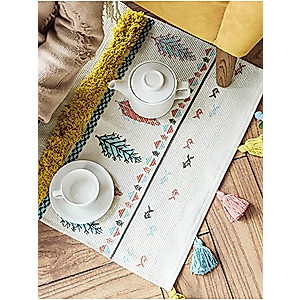 Kingrol 2' x 3' Bright Area Rug, Tufted Cotton Throw Rug with Tassel - Spring Home Decor for Nursery Kitchen Living Room Bedroom Bathroom Laundry Room, Yellow/Beige