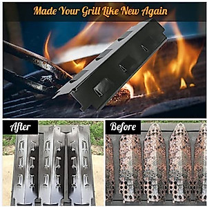 Hisencn Grill Replacement Parts for Charbroil 4 Burner 461442114, 461473419, 461472719, 463441514, 461442113, G431-0300-w2a, G433-0016-W1, G432-001N-W1, Grill Burner, Heat Plate and Cooking Grates