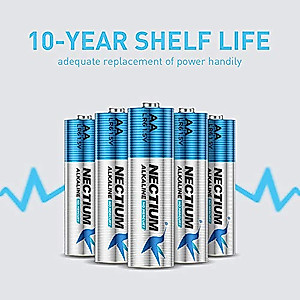 NECTIUM Superior Performance AA Alkaline Pure-Gold-Bottom IoT Batteries (48 Count), Ultra Power, Long Lasting for IoT Devices and Smart Lock
